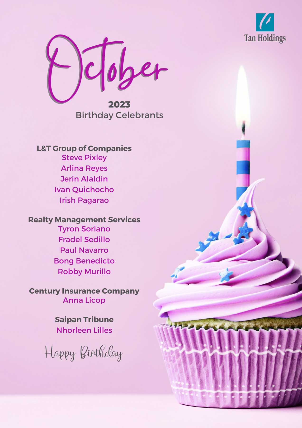 October 2023 Birthday Celebrants
